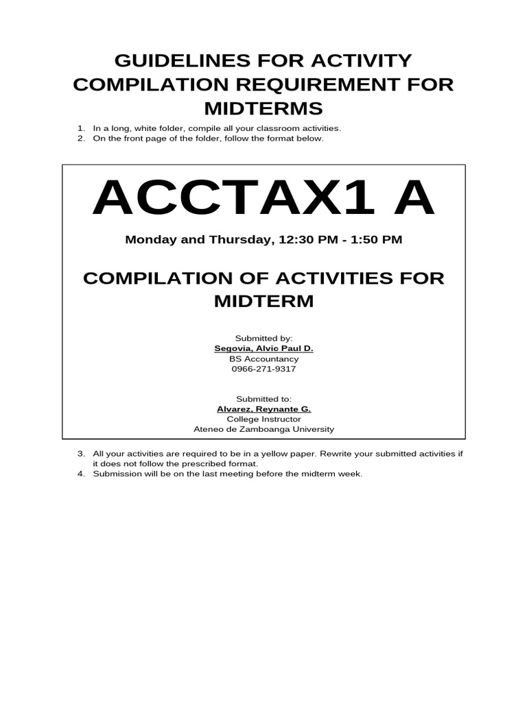 Compilation of Activities For Midterm Requirement | PDF