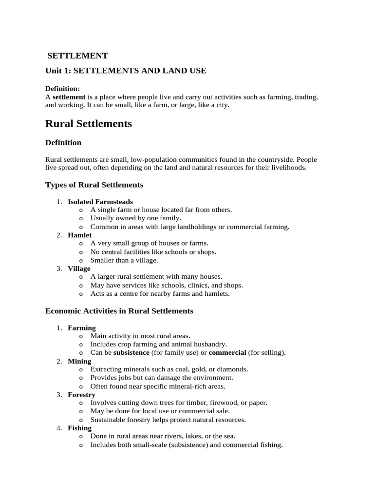 Understanding Settlements in Geography | PDF | City | Rural Area