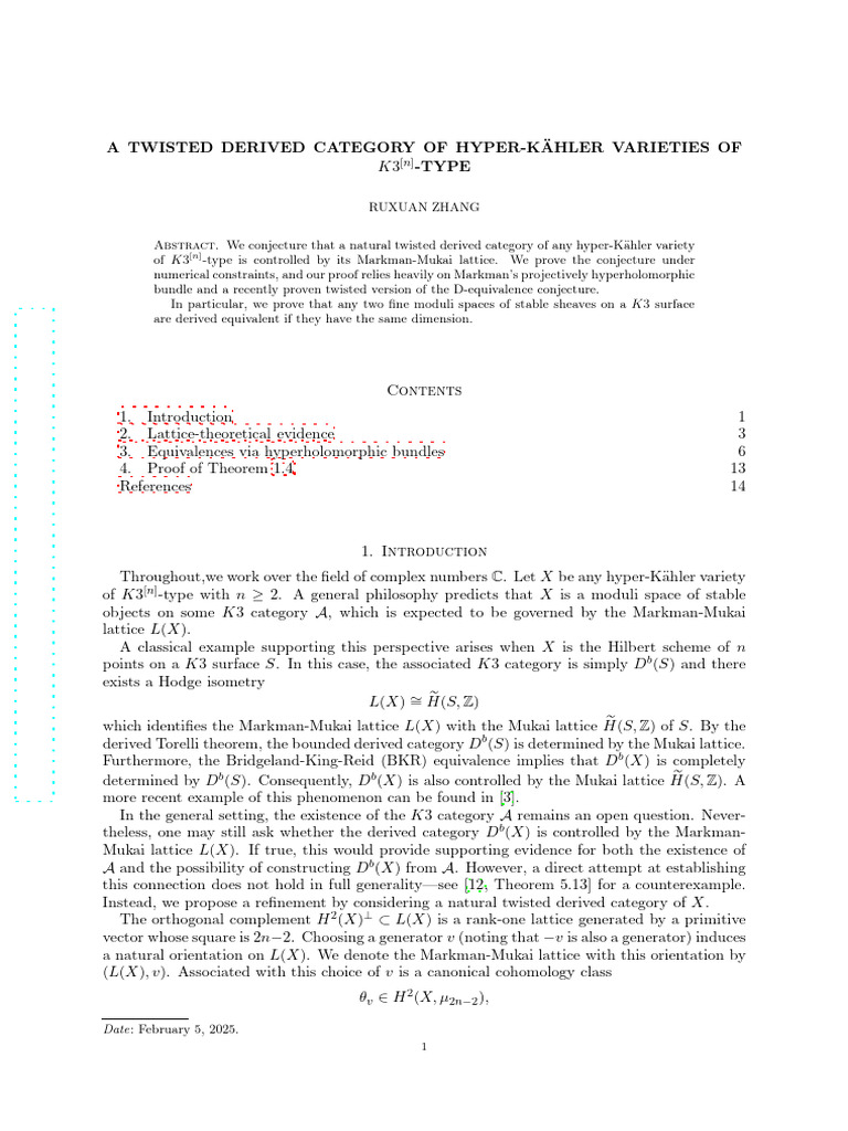 Twisted Derived Categories of K3 Varieties | PDF | Algebraic Geometry ...