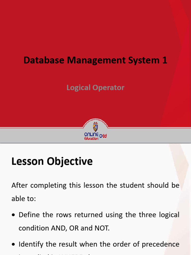 Understanding SQL Logical Operators | PDF | Computer Programming ...