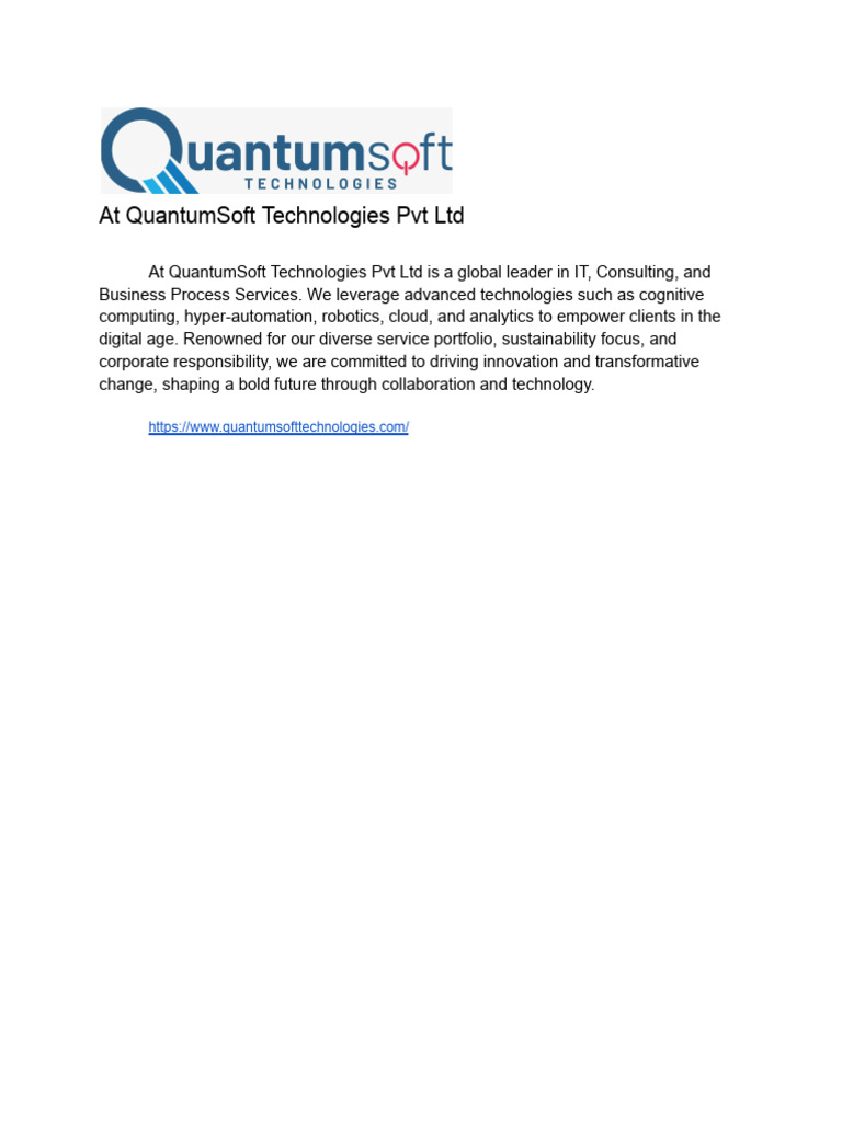 At QuantumSoft Technologies Pvt Ltd | PDF