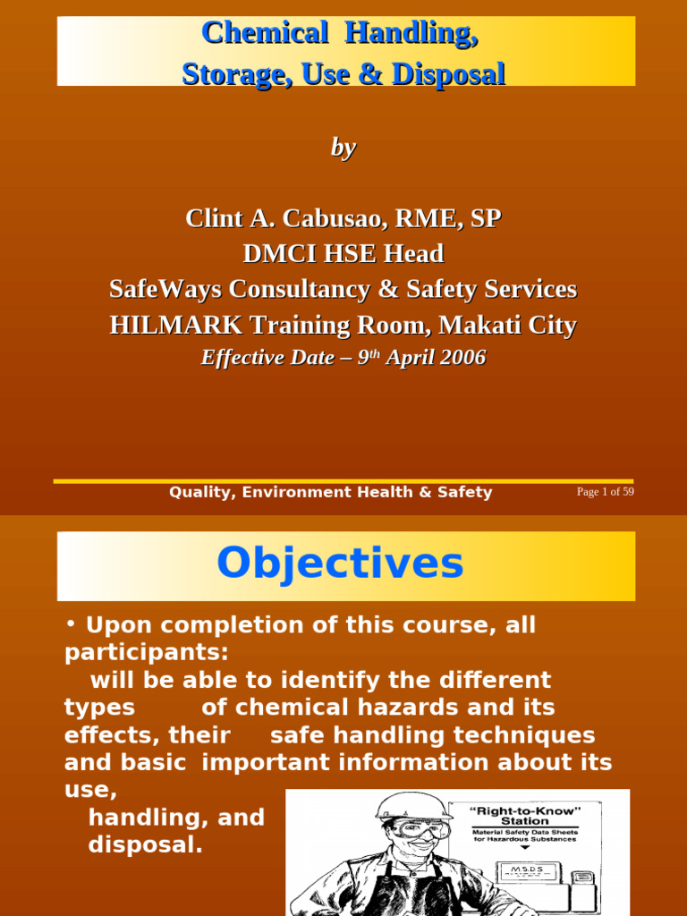 Chemical Handling and Safety Guidelines | PDF | Personal Protective ...