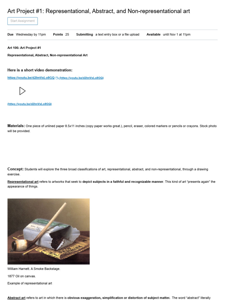 Art Project #1 - Representational, Abstract, and Non-Representational ...