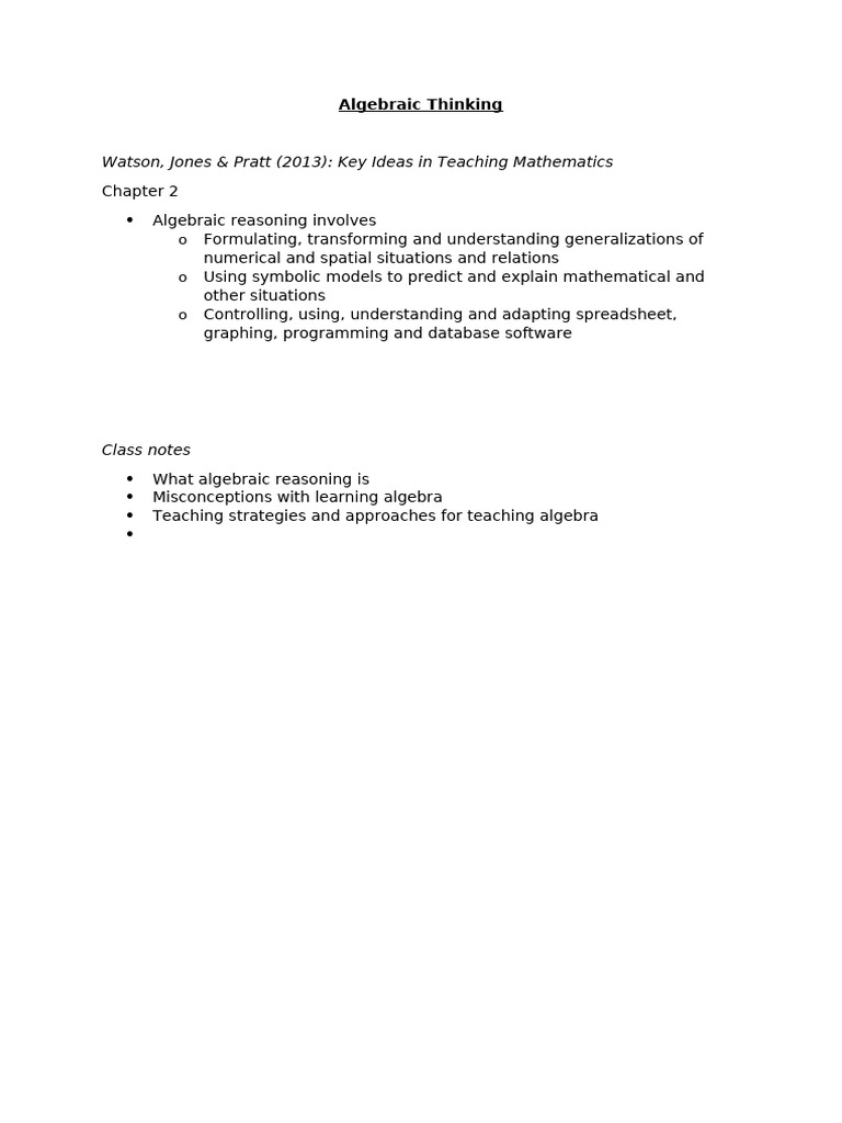 Algebraic Thinking | PDF