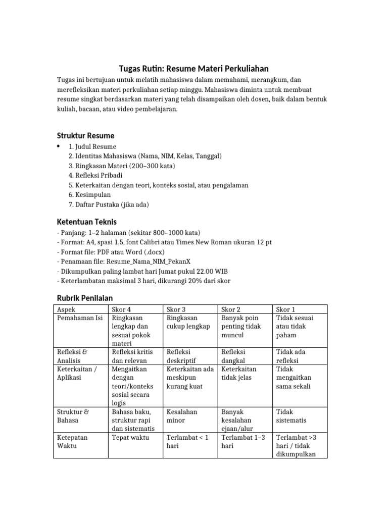 Resume Materi Perkuliahan Mahasiswa | PDF