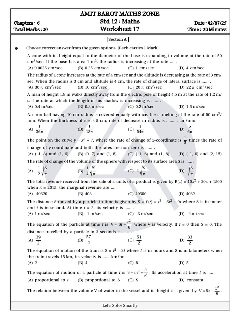 Worksheet17 D02 Jul 2025 | PDF | Acceleration | Equations Of Motion