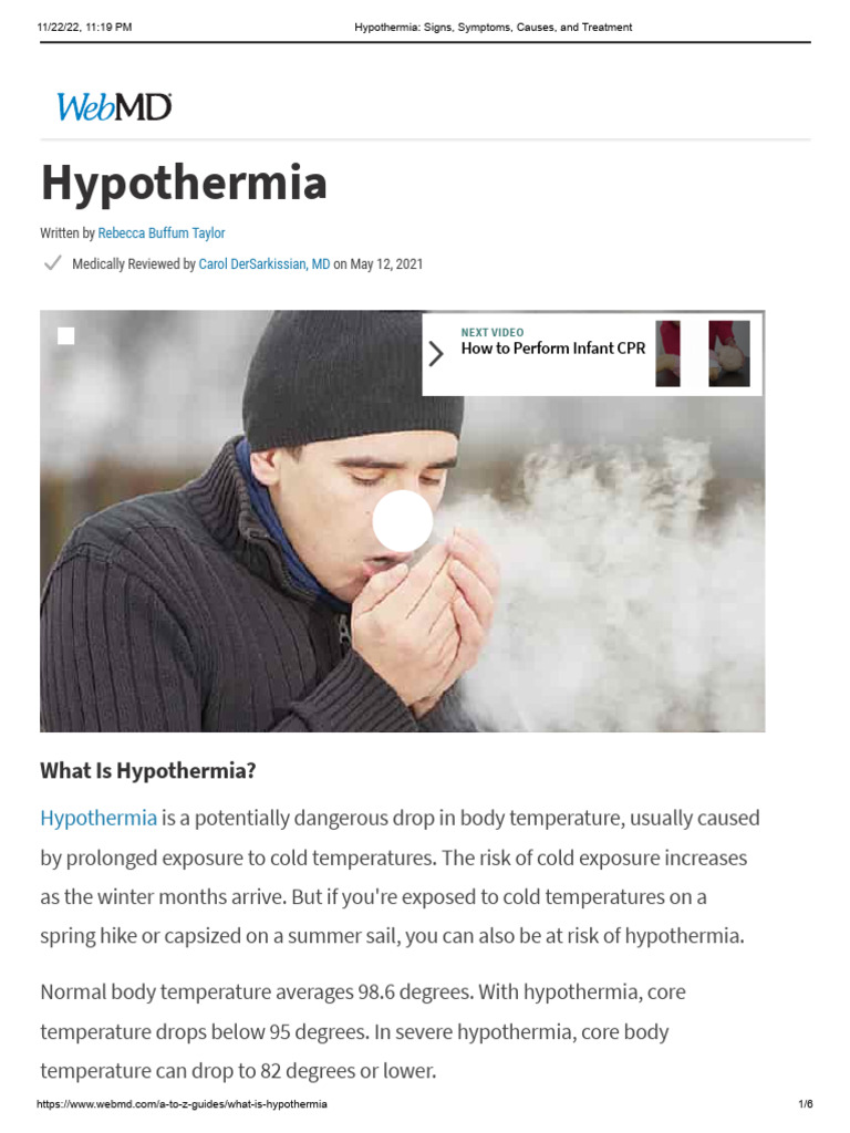 Hypothermia: Key Signs and Symptoms | PDF | Hypothermia ...