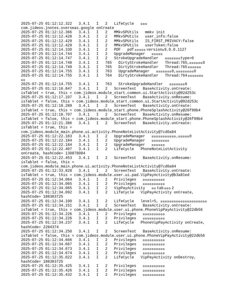 App Lifecycle and Initialization Logs | PDF