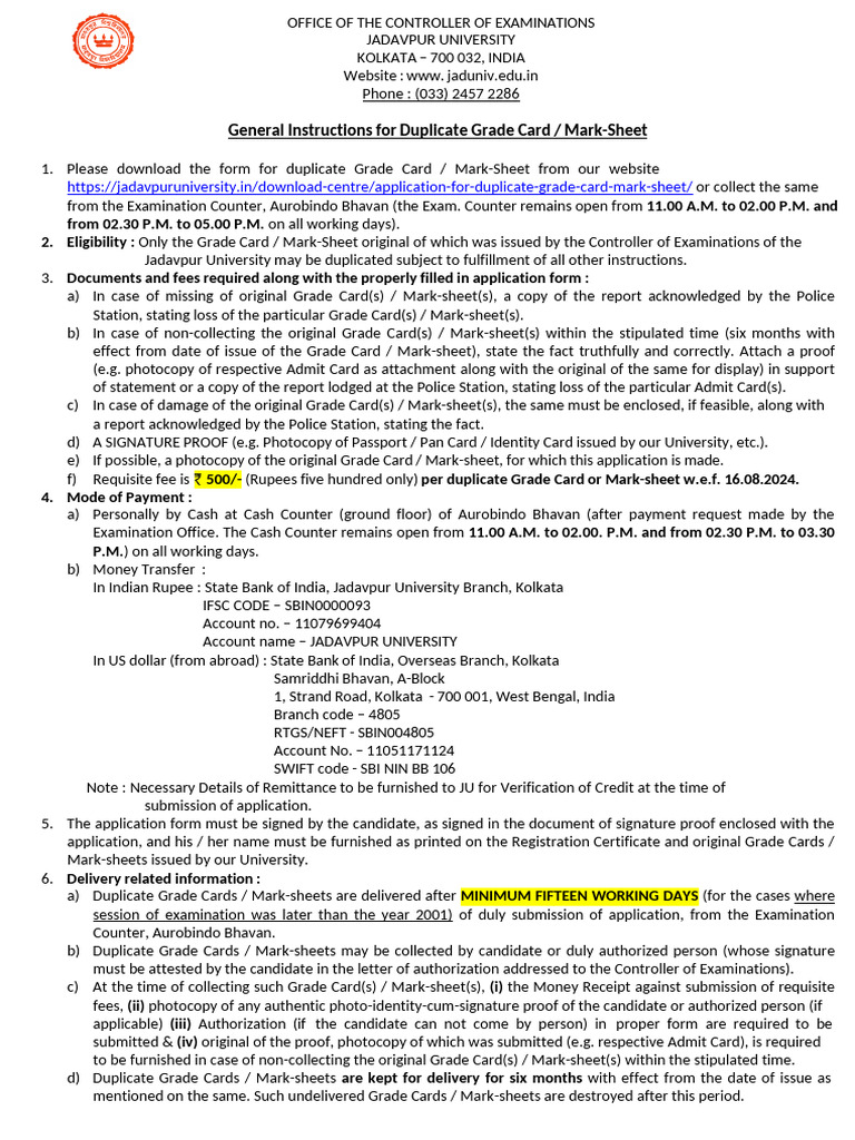 Duplicate Grade Card Application Guide | PDF