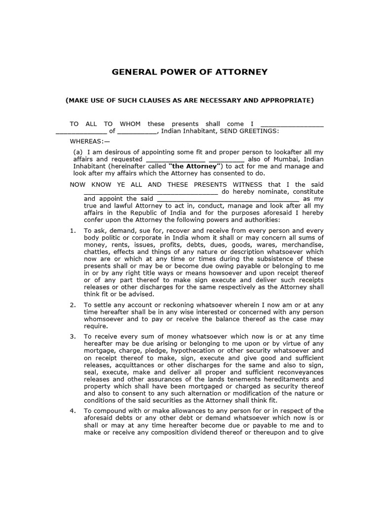 General PoA All 13 Pages | PDF | Securities (Finance) | Deed