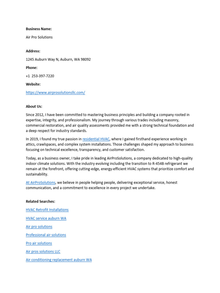 Air Pro Solutions | PDF