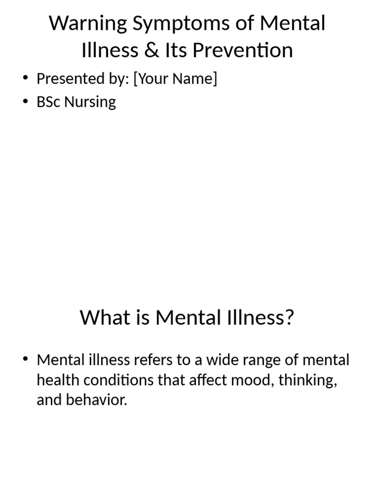 Mental Health Warning Signs & Prevention | PDF | Mental Health | Mental ...