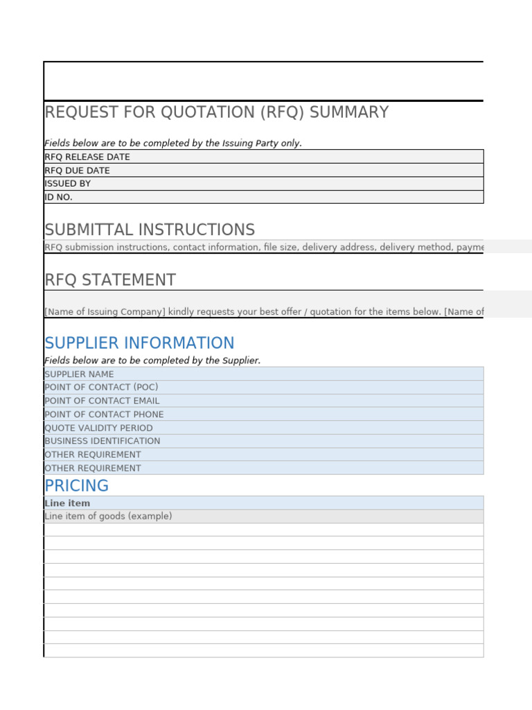 Standard RFQ | PDF