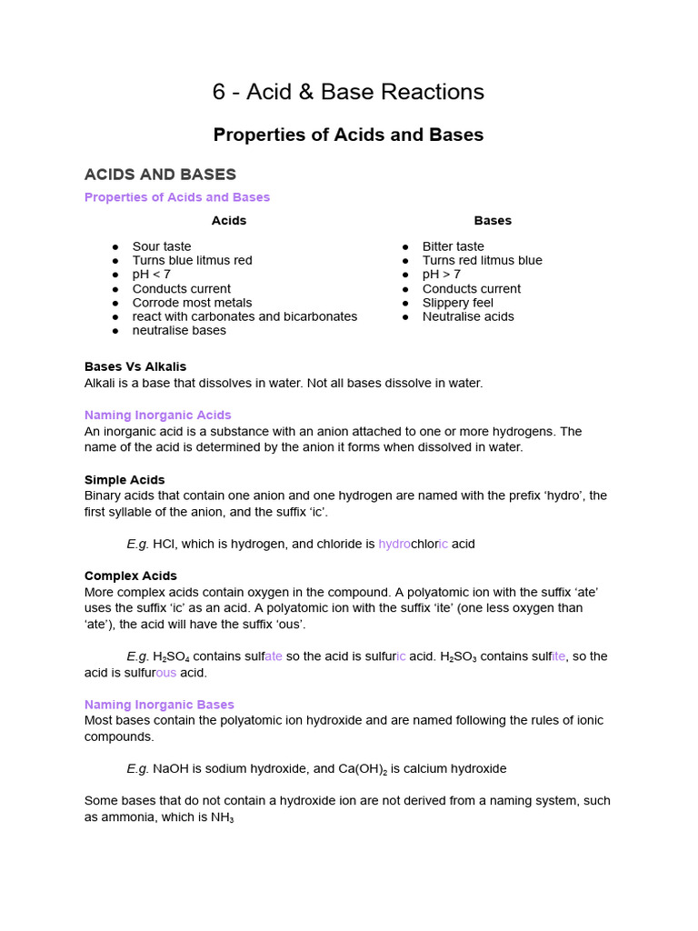 HSC Chemistry Module 6 Notes | PDF | Acid | Ph