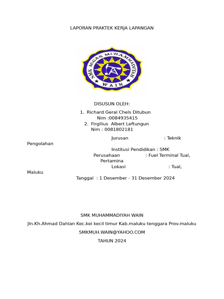 Laporan PKL di Fuel Terminal Tual | PDF