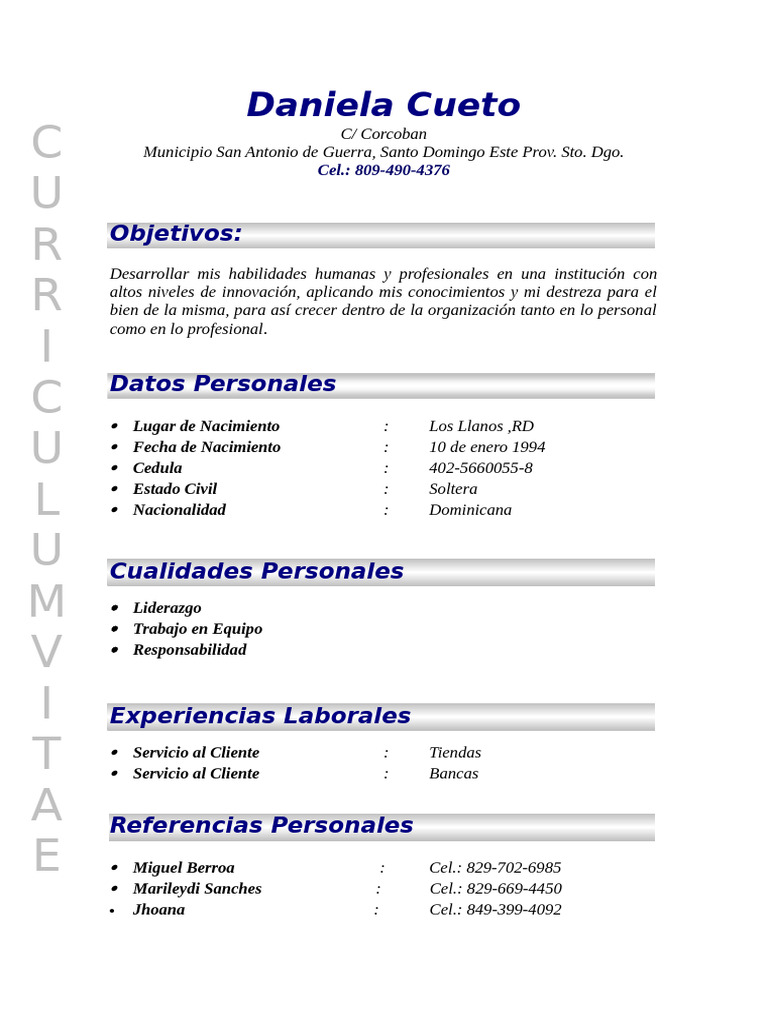 Curriculum Vitae Daniela Cueto | PDF