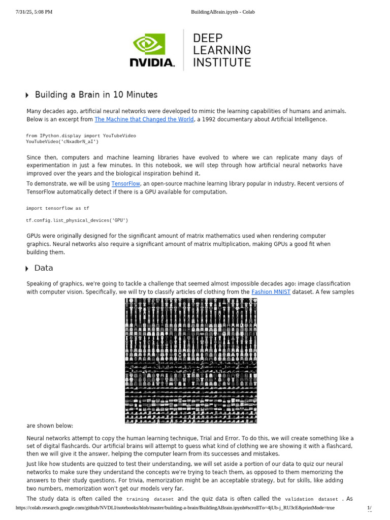 BuildingABrain - Ipynb - Colab | PDF | Machine Learning | Graphics ...