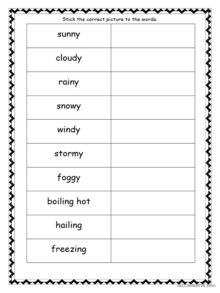 Weather Vocabulary Picture Activity | PDF