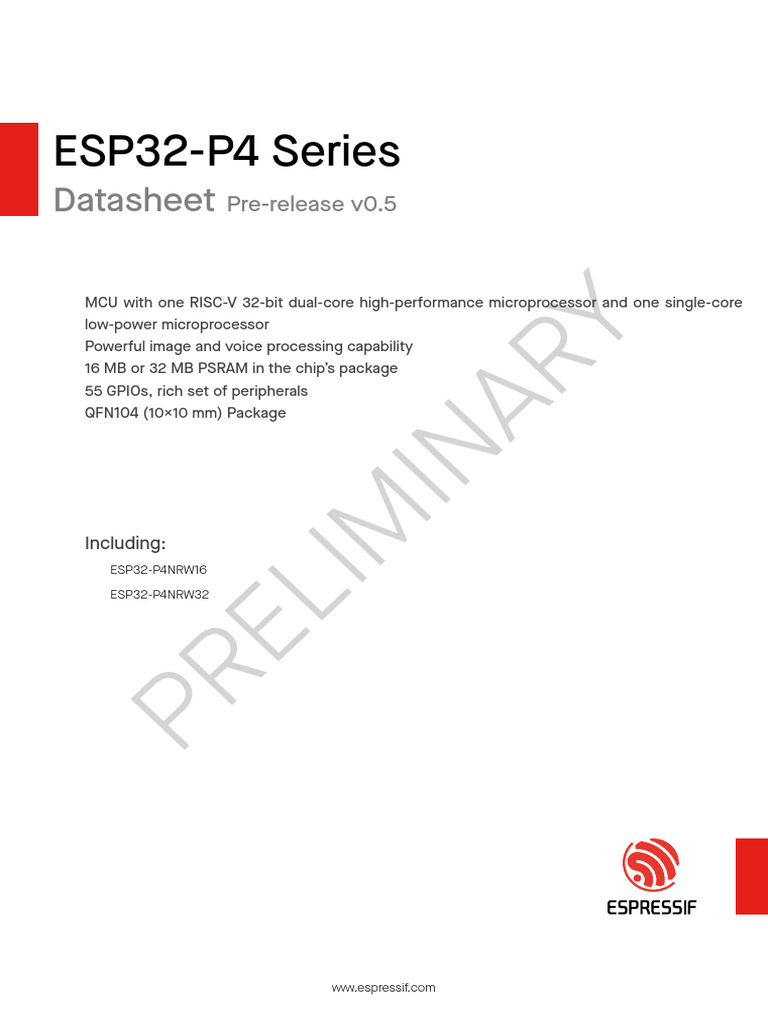 Esp32-P4 Datasheet en | PDF | Microcontroller | Information And Communications Technology