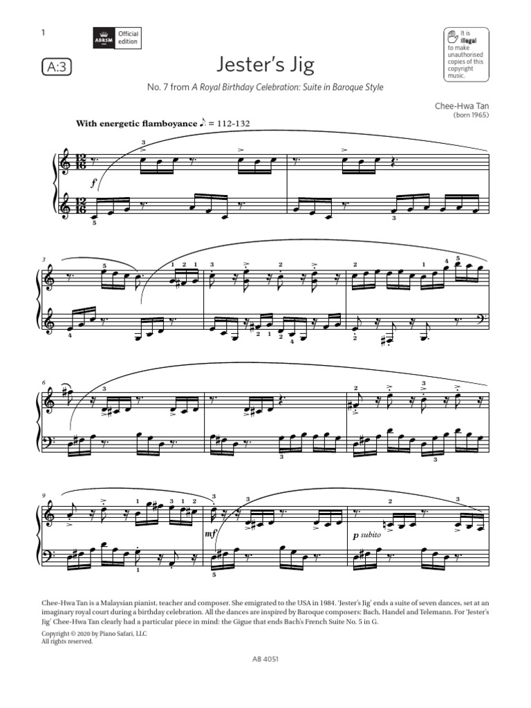 Jester's Jig pour piano, Grade 5 | PDF