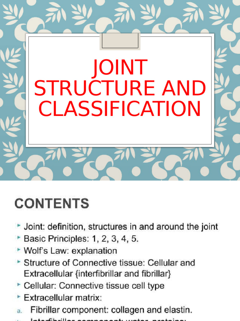 Joint Structure & Function-1 | PDF | Tendon | Cartilage