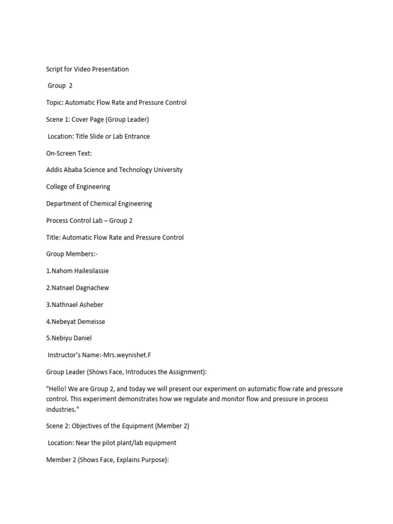 Script for Group 2 Sec B | PDF | Instrumentation | Control Theory