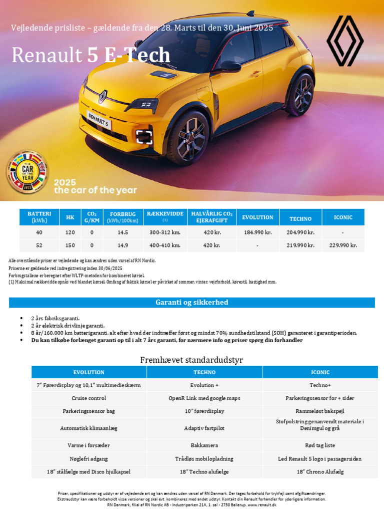 Renault 5 Prisliste | PDF