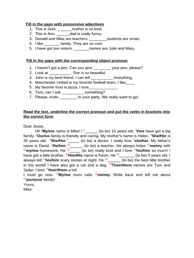 Review Possessive Adjectives | PDF