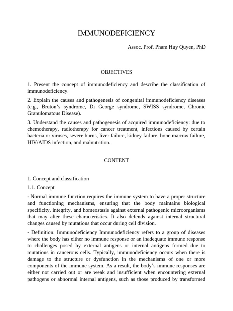Understanding Immunodeficiency Types | PDF | Lymphocyte | Thymus