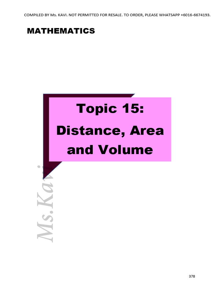 Maths Y8 HOT PYQ-C15 Distance, Area and Volume (LB) - Watermark-1 | PDF