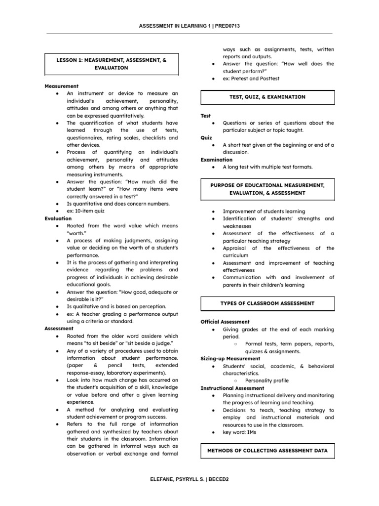 Assessment in Learning 1 | PDF | Educational Assessment | Learning