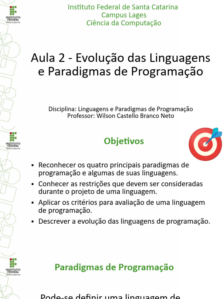 Aula 2 - Evolução Das Linguagens e Paradigmas de Programação - Slides ...