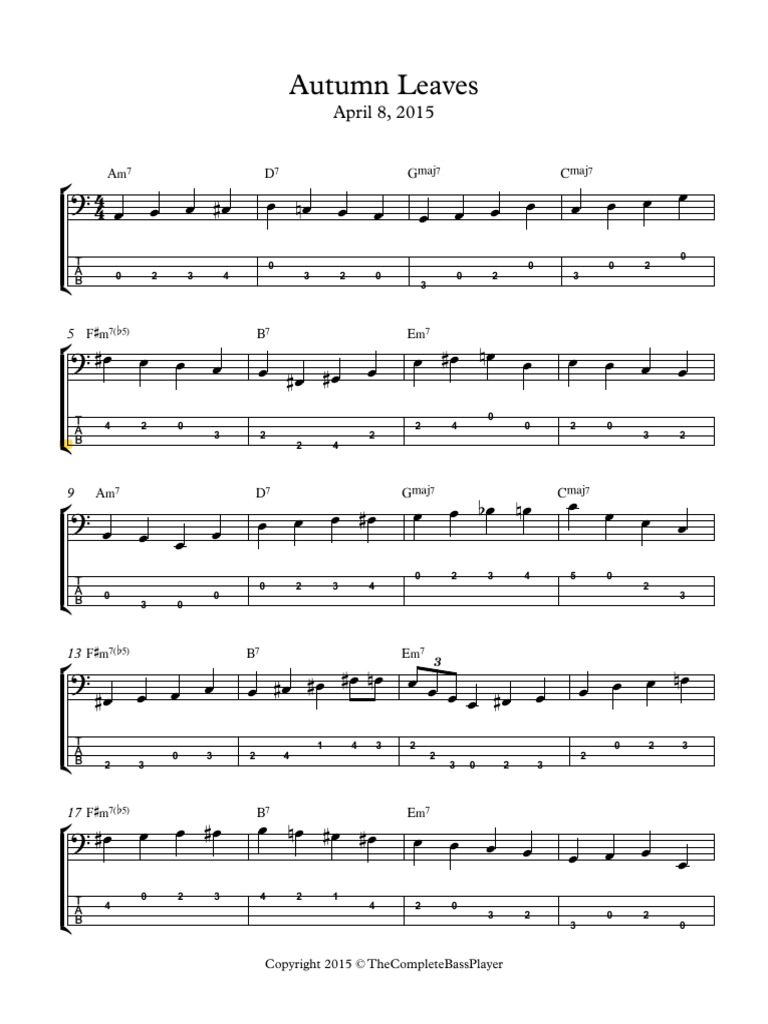 Autumn Leaves Bass Tab Guide | PDF