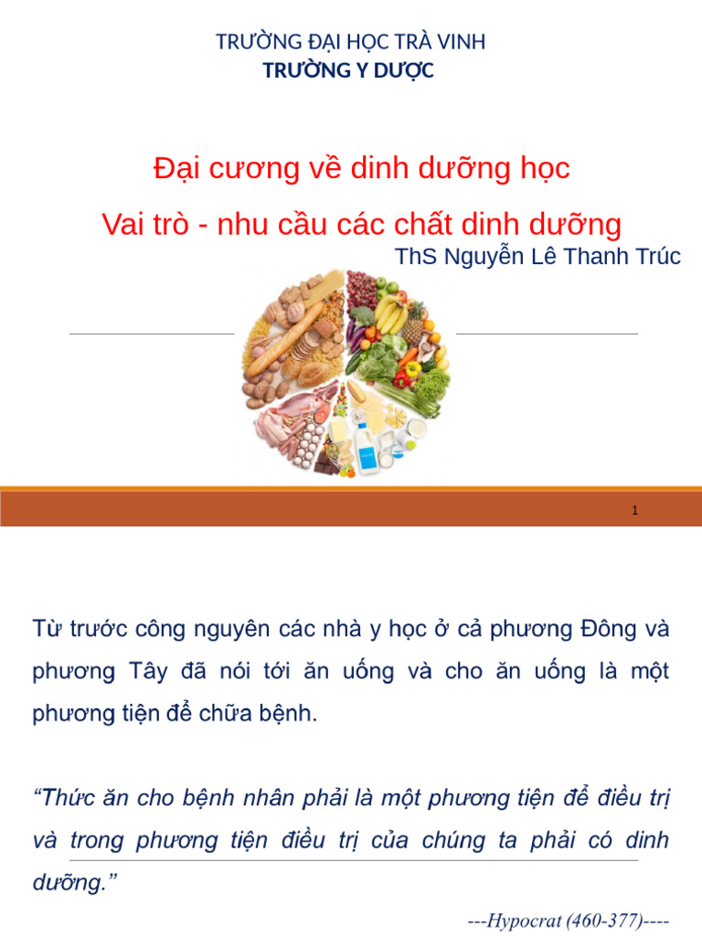 Vai Trò Nhu Cầu Các Chất Dinh Dưỡng - 2020 | PDF