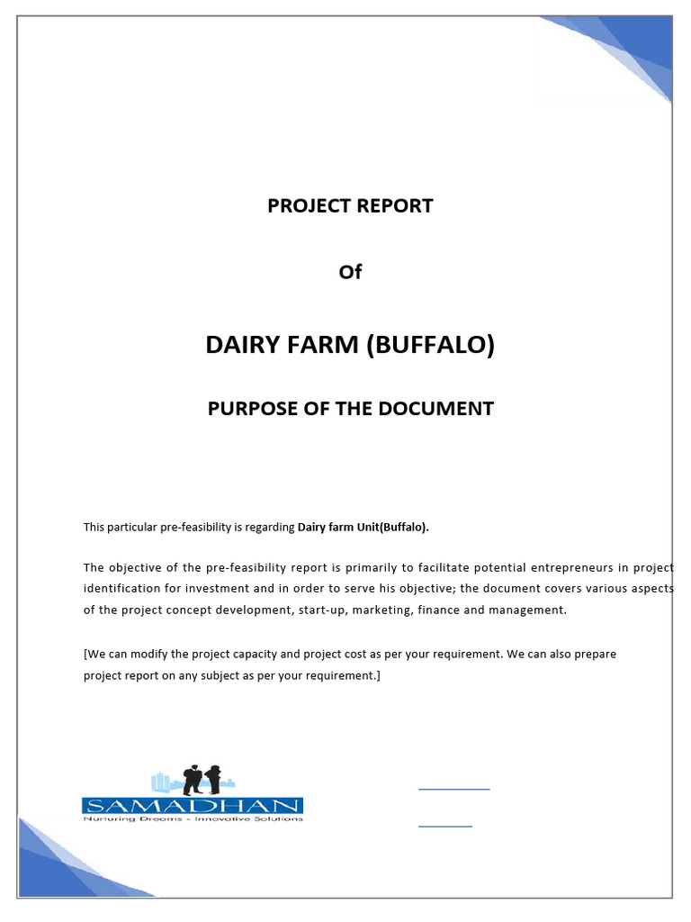 Pre-Feasibility Report for Dairy Farm | PDF | Milk | Dairy Farming