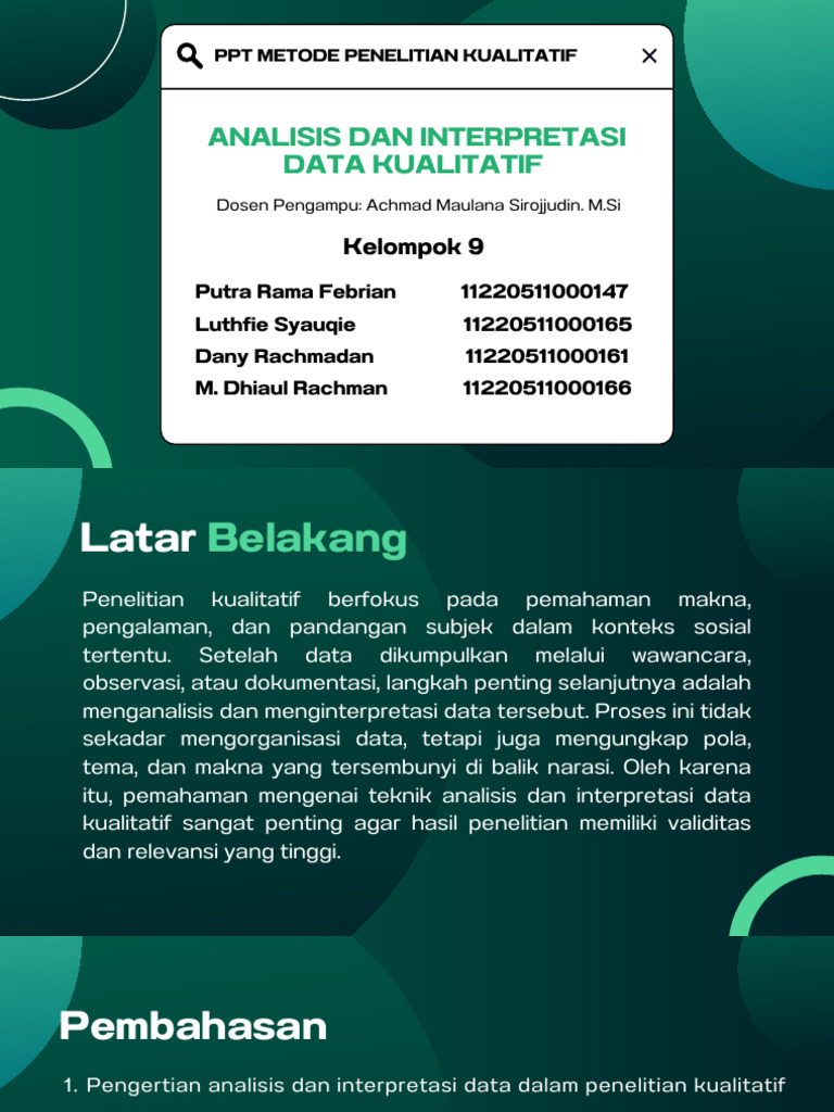 Kel. 9 Analisis Dan Interpretasi Data Kualitatif | PDF