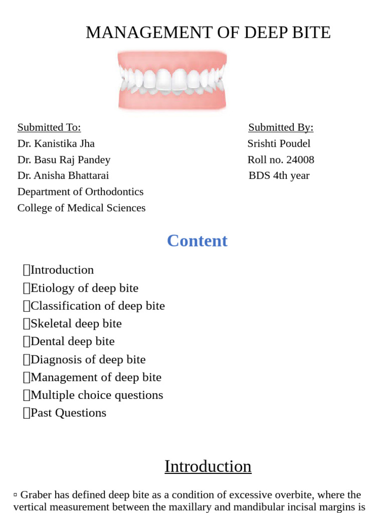 Management of Deep Bite in Orthodontics | PDF | Orthodontics ...