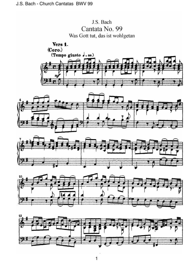 Was Gott Tut, Das Ist Wohlgetan BWV99 2 | PDF