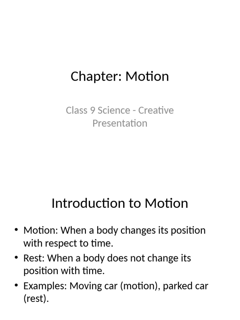 Motion Class 9 Presentation | PDF
