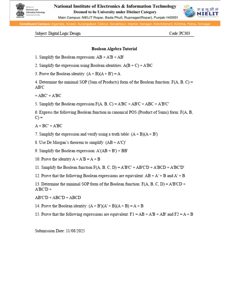 Boolean Algebra Simplification Guide | PDF