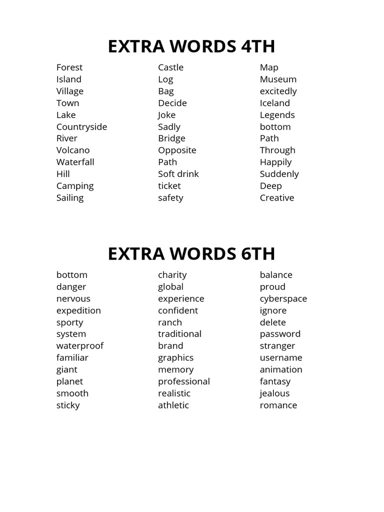 Creative Words for Adventure Themes | PDF