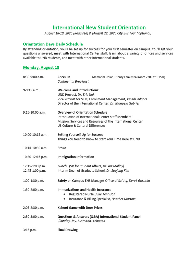 International Student Orientation 2025 | PDF