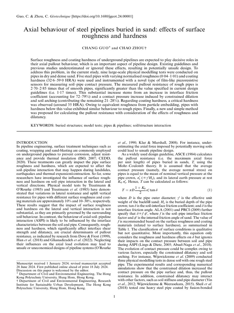 Axial Behaviour of Steel Pipelines Buried in Sand Effects of ...