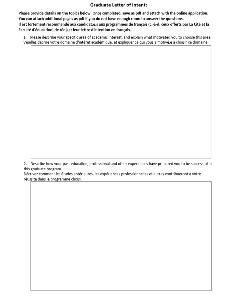Graduate Letter of Intent Guidelines | PDF