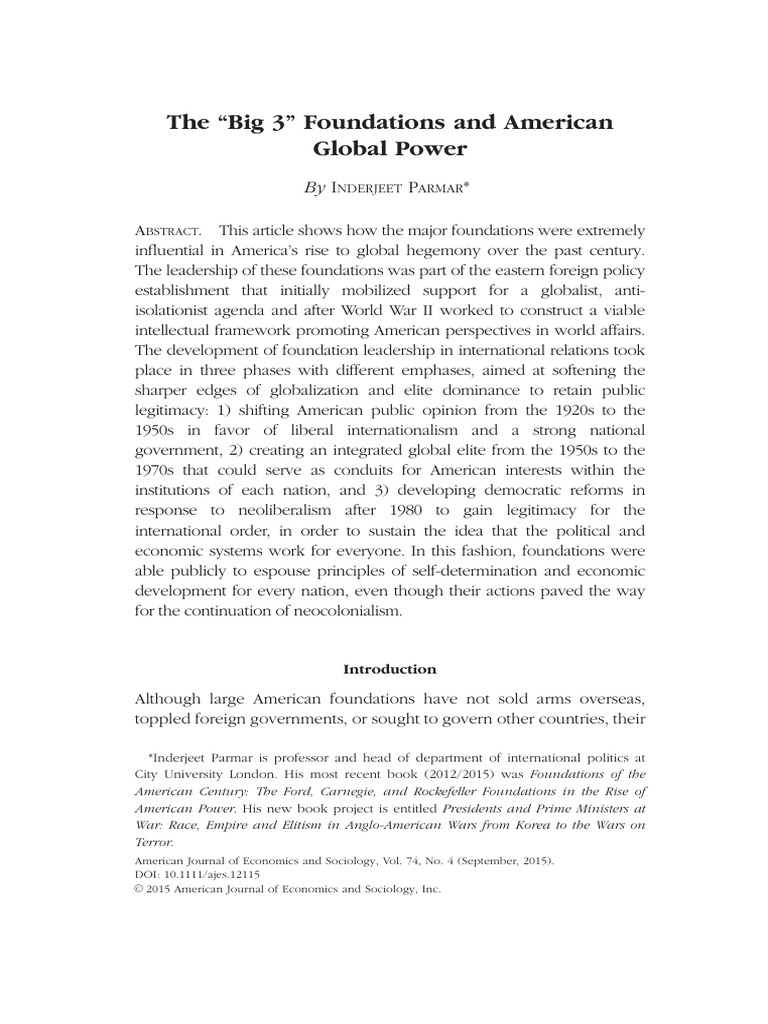 Foundations' Role in U.S. Global Hegemony | PDF | Antonio Gramsci ...