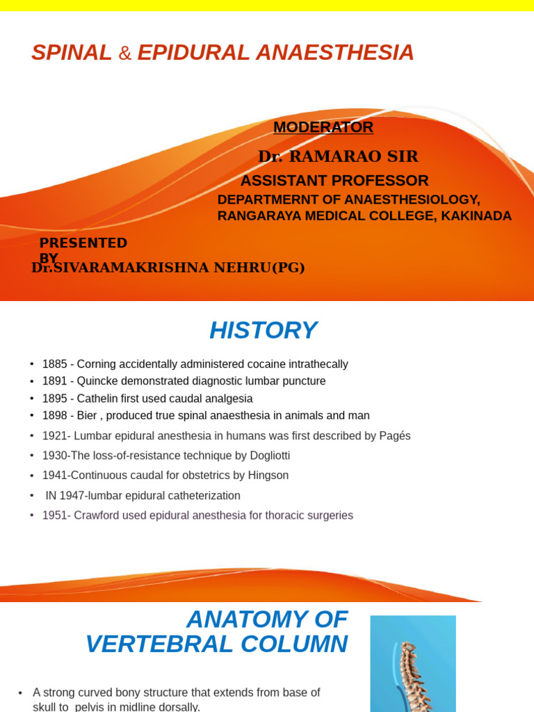 Spinal and Epidural Anesthesia Overview | PDF | Vertebra ...