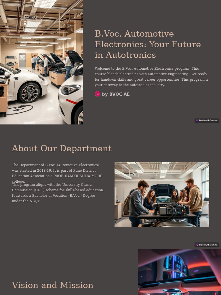 BVoc Automotive Electronics Your Future in Autotronics | PDF | Motor ...