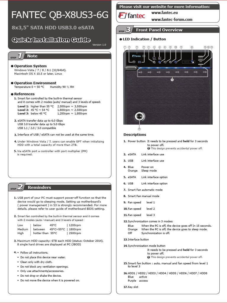 FANTEC QB-X8US3-6G User Manual | PDF | Hard Disk Drive | Computer ...