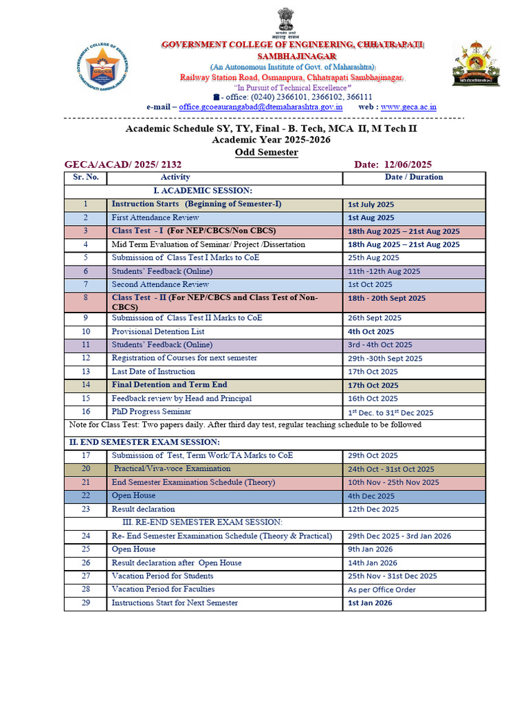 140620252905academic Schedule Odd Sem From 1 Jul 2025 SY-TY-Final Year BTech UG SY-PG & MCA ...