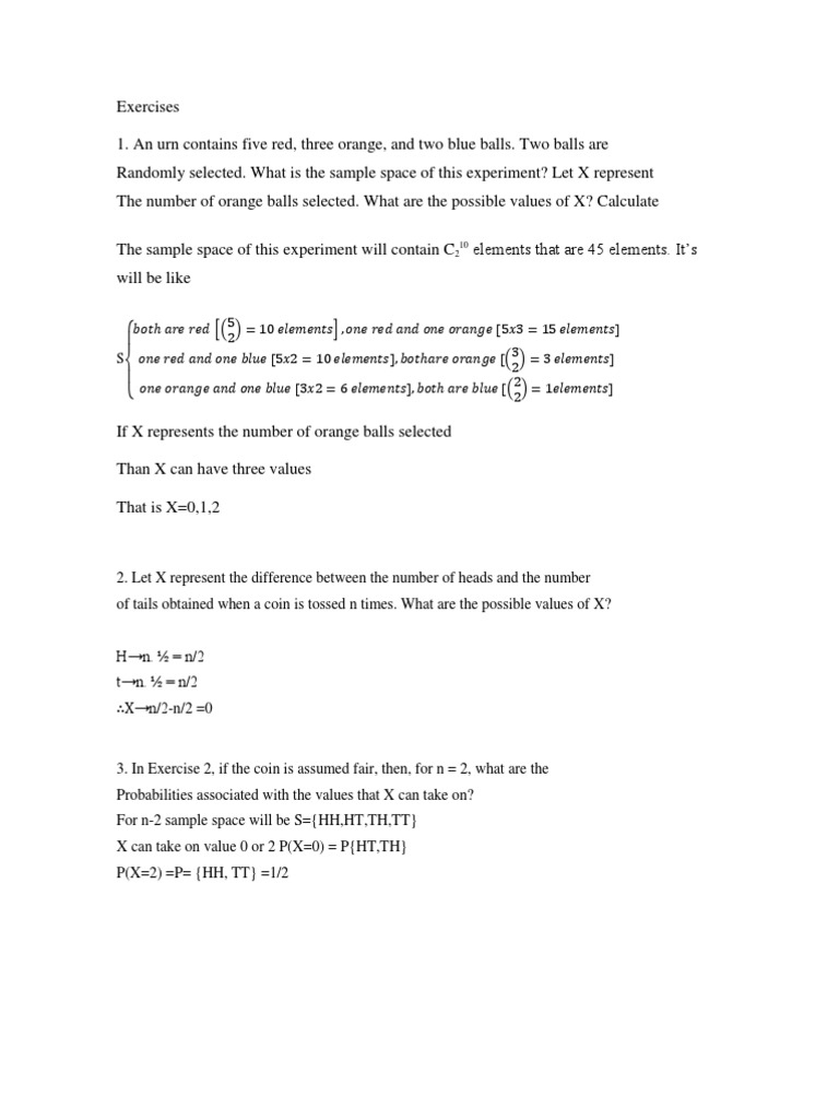 Exercises Tarea 1 | PDF | Random Variable | Probability
